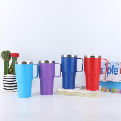China 30oz Stainless Steel Double Wall Tumbler with Handle and Lid 304 Inside for sale