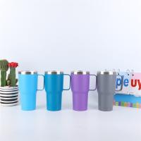 China 30oz Stainless Steel Double Wall Tumbler with Handle and Lid 304 Inside for sale