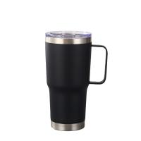 China 20 oz Double Insulated Stemless Wine Tumbler with Handle Straw 304 Stainless Steel for sale