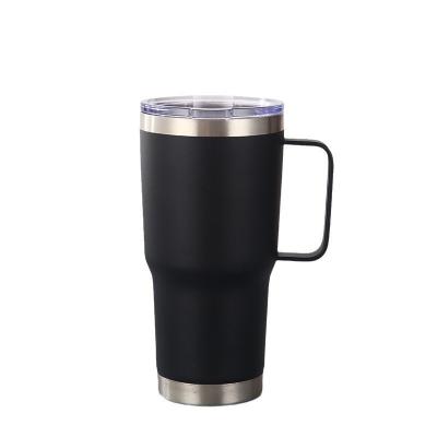 China 20 oz Double Insulated Stemless Wine Tumbler with Handle Straw 304 Stainless Steel for sale