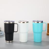 China 20 oz Double Insulated Stemless Wine Tumbler with Handle Straw 304 Stainless Steel for sale