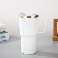 China 20 oz Double Insulated Stemless Wine Tumbler with Handle Straw 304 Stainless Steel for sale