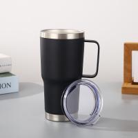 China 20 oz Double Insulated Stemless Wine Tumbler with Handle Straw 304 Stainless Steel for sale