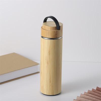 China 500ml Bamboo Tumbler Double Wall Vacuum Flask 304 Stainless Steel Insulated Thermal Drink Bottle for sale