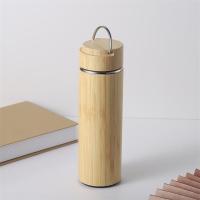 China Bamboo Thermos Insulated Vacuum Stainless Steel Tumbler 450ml 500ml Coffee Tea Flask for sale