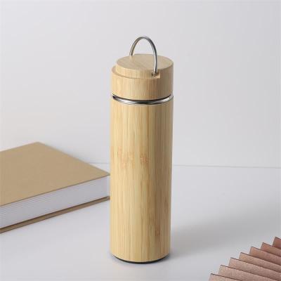 China Bamboo Thermos Insulated Vacuum Stainless Steel Tumbler 450ml 500ml Coffee Tea Flask for sale