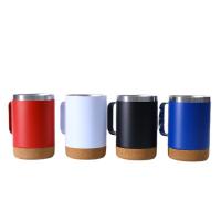 China Double Wall Insulated Stainless Steel Coffee Cup 12oz 16oz with Cork Bottom Handle for sale