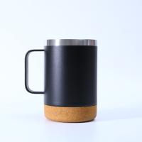 China Double Wall Insulated Stainless Steel Coffee Cup 12oz 16oz with Cork Bottom Handle for sale