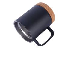 China Double Wall Insulated Stainless Steel Coffee Cup 12oz 16oz with Cork Bottom Handle for sale
