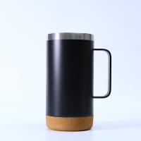 China 16oz 304 Stainless Steel Coffee Tumbler with Cork Bottom and Handle Custom Logo for sale