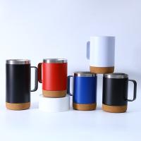 China 16oz 304 Stainless Steel Coffee Tumbler with Cork Bottom and Handle Custom Logo for sale