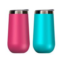 China Stocked 6oz 10oz Vacuum Insulated Stainless Steel Champagne Tumbler Stemless Flute Coffee Mug for sale