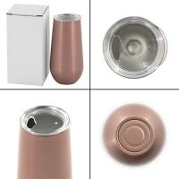 China Stocked 6oz 10oz Vacuum Insulated Stainless Steel Champagne Tumbler Stemless Flute Coffee Mug for sale