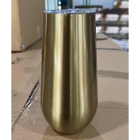 China Stocked 6oz 10oz Vacuum Insulated Stainless Steel Champagne Tumbler Stemless Flute Coffee Mug for sale