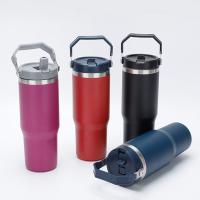 China 30oz Stainless Steel Flip Straw Tumbler BPA Free Double Wall Vacuum Insulated Custom Colors for sale