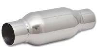 China Polished Stainless Steel Bottle Style Exhaust Resonator 2.5 Inch Inlet Outlet 12 Inch Body for sale