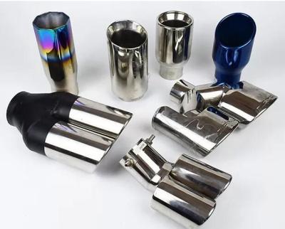 China Blue Burned 1.2mm Dual Pipe Exhaust Tips 2.5 Inch Inlet 4 Inch Outlet Stainless Steel for sale