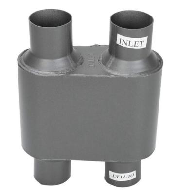 China Dual Inlet Dual Outlet Chambered Muffler 13 Inch Length Aluminized Steel for sale
