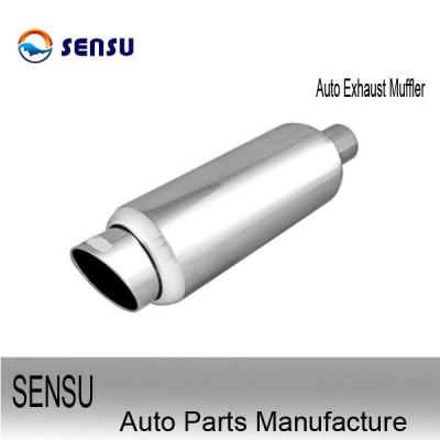 China Stainless Steel Universal Exhaust Silencer Chambered Muffler 2.5 Inch Inlet Pipe Connection for sale