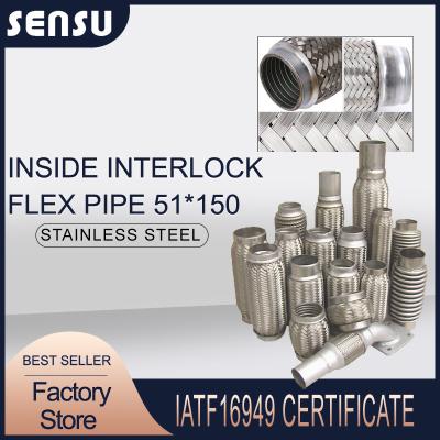 China 51*150mm Inside Interlock Braided Flexible Exhaust Pipe High Strength for sale