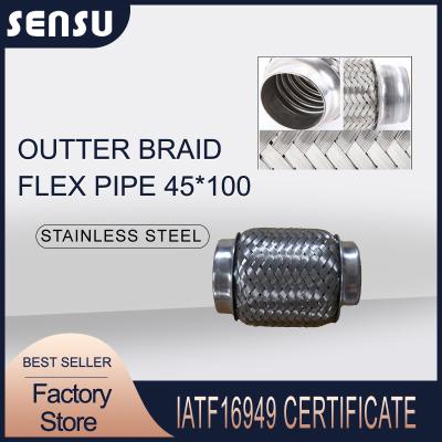 China SS201 Wire Braided Flexible Exhaust Pipe Connector 45x100mm IATF16949 for sale