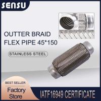 China Out Braided Universal Exhaust Flex Pipe 45x150mm Stainless Steel Double Layer for sale