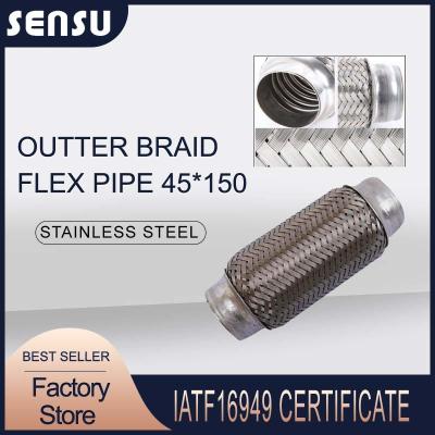 China Out Braided Universal Exhaust Flex Pipe 45x150mm Stainless Steel Double Layer for sale