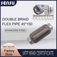 China 45*150mm Double Braid Flexible Exhaust Pipe Connector For Universal Car Rustproof for sale