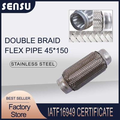 China 45*150mm Double Braid Flexible Exhaust Pipe Connector For Universal Car Rustproof for sale