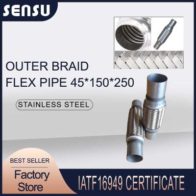 China 45*150*150mm Outer Braid Flexible Exhaust Pipe Joint With Extention Tube for sale