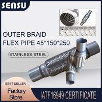 China Silver Polished SS201 Exhaust Flex Pipe Connector Coupling 45*150*250mm for sale