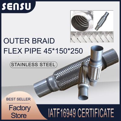 China Silver Polished SS201 Exhaust Flex Pipe Connector Coupling 45*150*250mm for sale