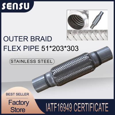 China Stainless Steel Exhaust Flex Pipe SS201 51mm Diameter 203mm Length for Trucks Buses for sale