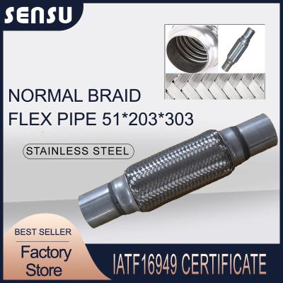 China Stainless Steel 201 Braided Flexible Exhaust Pipe 51mm ID 203mm Length Noise Reduction for sale