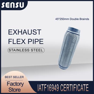China SS201 Double Braids Flexible Exhaust Pipe 45X250mm for sale