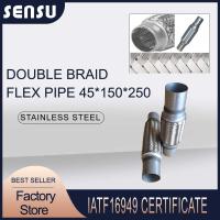 China IATF 16949 Double Braid Stainless Exhaust Pipe Flex Joint 45mm x 150mm for sale