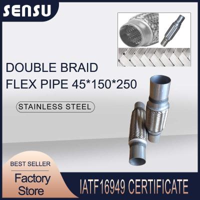 China IATF 16949 Double Braid Stainless Exhaust Pipe Flex Joint 45mm x 150mm for sale
