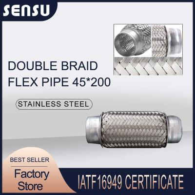 China Double Braids Stainless Steel Exhaust Flex Pipe 45mm x 200mm Universal Car for sale