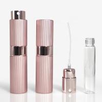 China Stripe Aluminum 8ml Twist up Travel Refillable Atomiser Cologne Dispenser Luxury Perfume Spray Bottle for sale