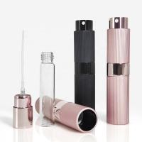China Stripe Aluminum 8ml Twist up Travel Refillable Atomiser Cologne Dispenser Luxury Perfume Spray Bottle for sale