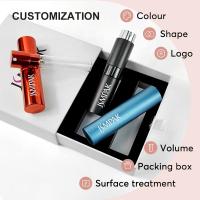 China Stripe Aluminum 8ml Twist up Travel Refillable Atomiser Cologne Dispenser Luxury Perfume Spray Bottle for sale