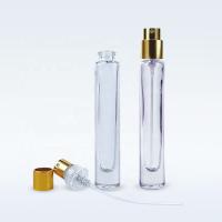 China Custom Made Small Clear Crimp Neck Round 10ml Thick Bottom Empty Glass Perfume Bottle With Atomizer for sale