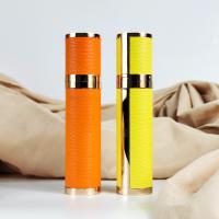 China Custom Leather case Glass Insert 10ml 15ml Empty Refillable Perfume Spray Bottle with Atomizer for sale