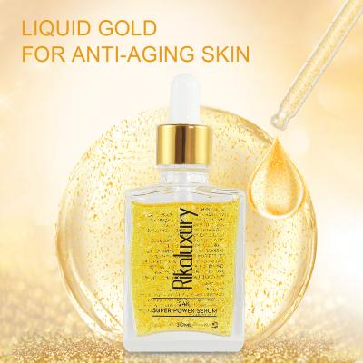 China Wholesale Face Skin Care Anti Wrinkle Anti Aging Whitening Pure 24K Gold Serum 30ml for sale