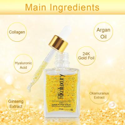China Organic Skin Care Six Peptides Hyaluronic Acid Collagen 24K Gold Anti-Aging Serum for sale