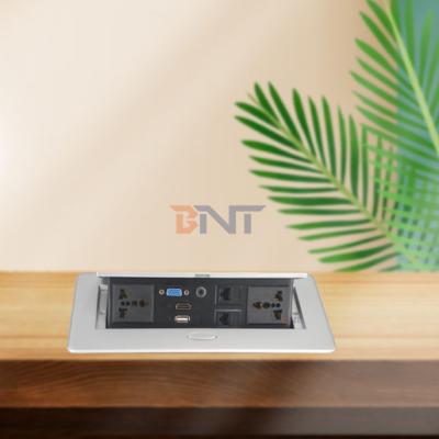China BNT BD630-2 Aluminum Alloy Pop-Up Desktop Socket with 8 Ports - 266×130mm Hidden Power Outlet for Office Tables for sale