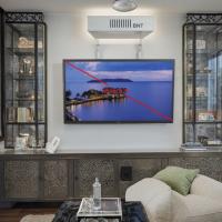 China Motorized Flip Down Ceiling TV Lift System for 55-75 Inch TVs with 45kg Capacity and 680mm Travel Distance for sale