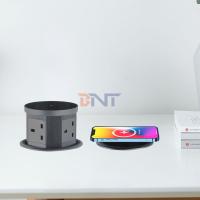 China BNT PP110UK Smart Pop-Up Desktop Socket - 18W Wireless Charging, IP65 Waterproof, 125mm Diameter for Kitchen & Office for sale