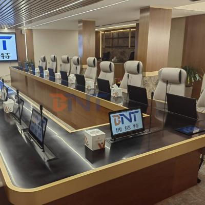 China BNT 17.3 Motorized Monitor Lift with 17.3 Inch Touch Screen and Conference Mic for Meeting Tables for sale
