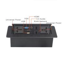 China BD630-2 Pop Up Desktop Socket with 2 Power Ports & USB Charging - 266x130mm Aluminum Alloy for sale